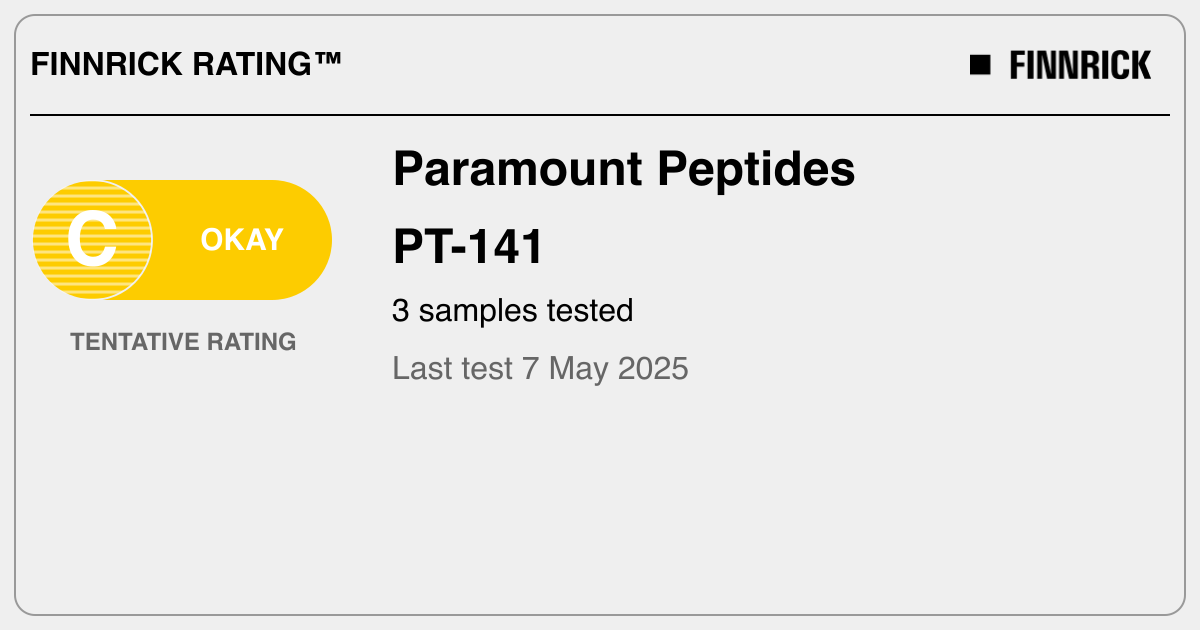Paramount Peptides: PT-141 tests and rating - Finnrick - Product ...