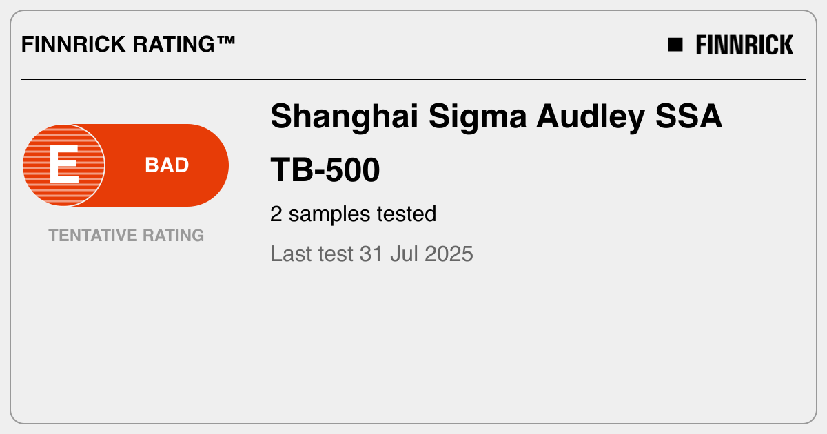 Shanghai Sigma Audley SSA: TB-500 tests and rating - Finnrick - Product ...